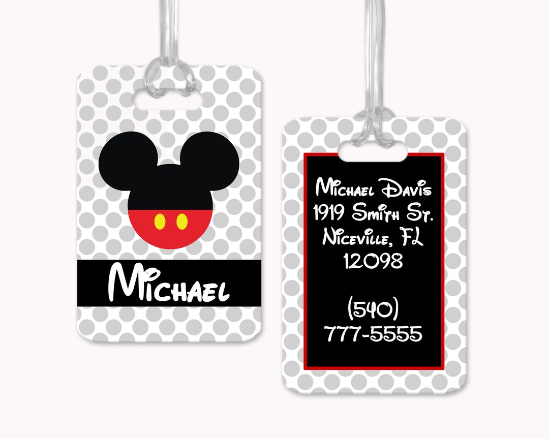 Mickey Mouse Personalized Luggage Tag, Bag Tag, Personalized Gift, Gym ...