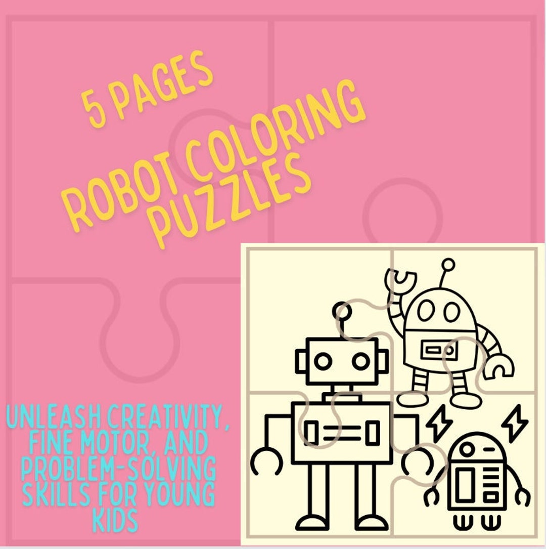 Kids Printable Robot Coloring Page & Puzzle Instant Download Learning ...
