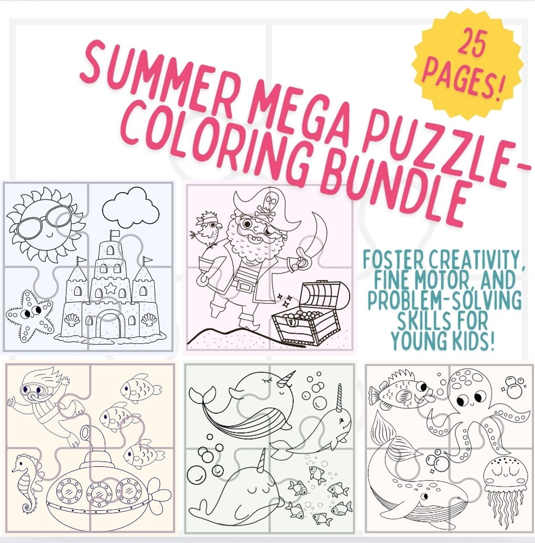 Mega Bundle: Kids Printable Summer Fun Coloring Pages & Puzzles ...