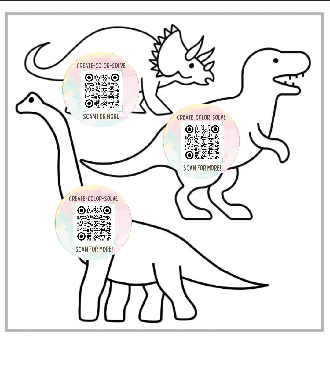Kids Printable Dinosaur Coloring Page & Puzzle Instant Download ...