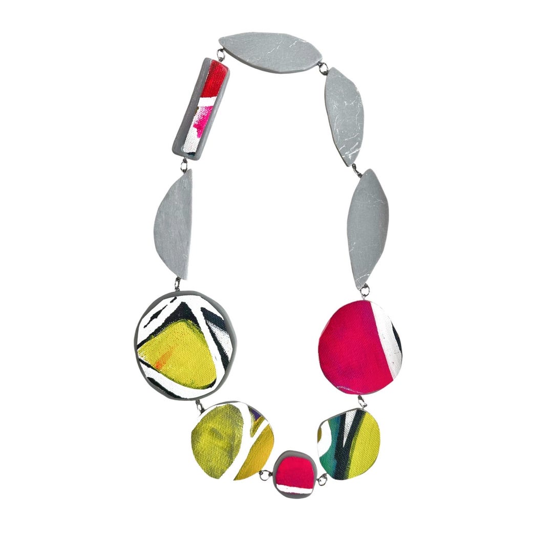 Hand-painted Resin Circular Shapes Statement Necklace - Etsy