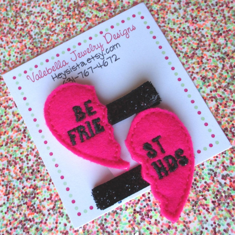 Hair Clips BFF Best Friends Friendship Half Heart Hair - Etsy