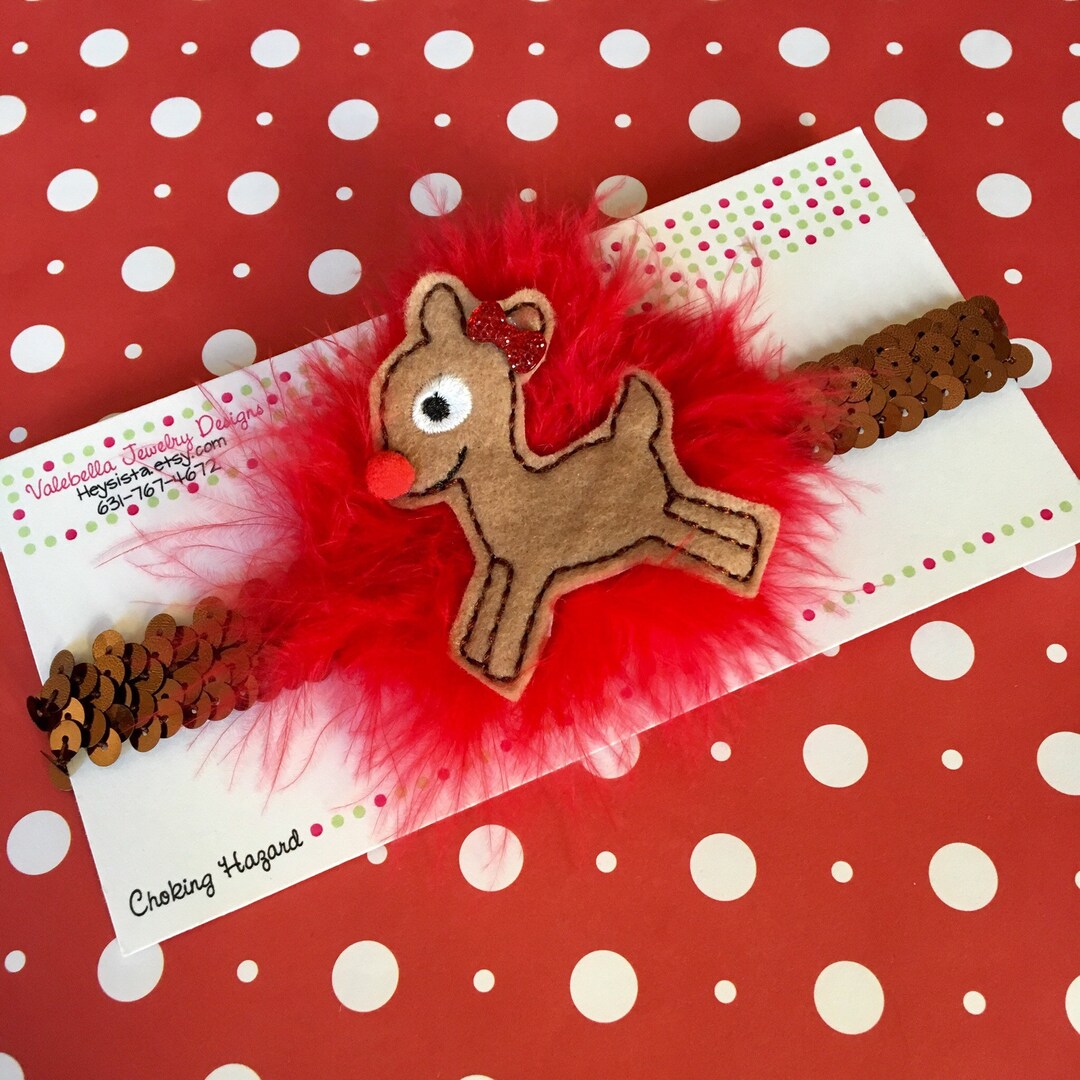 Headband, Rudolph the Red Nosed Reindeer Headband, Christmas Headband ...
