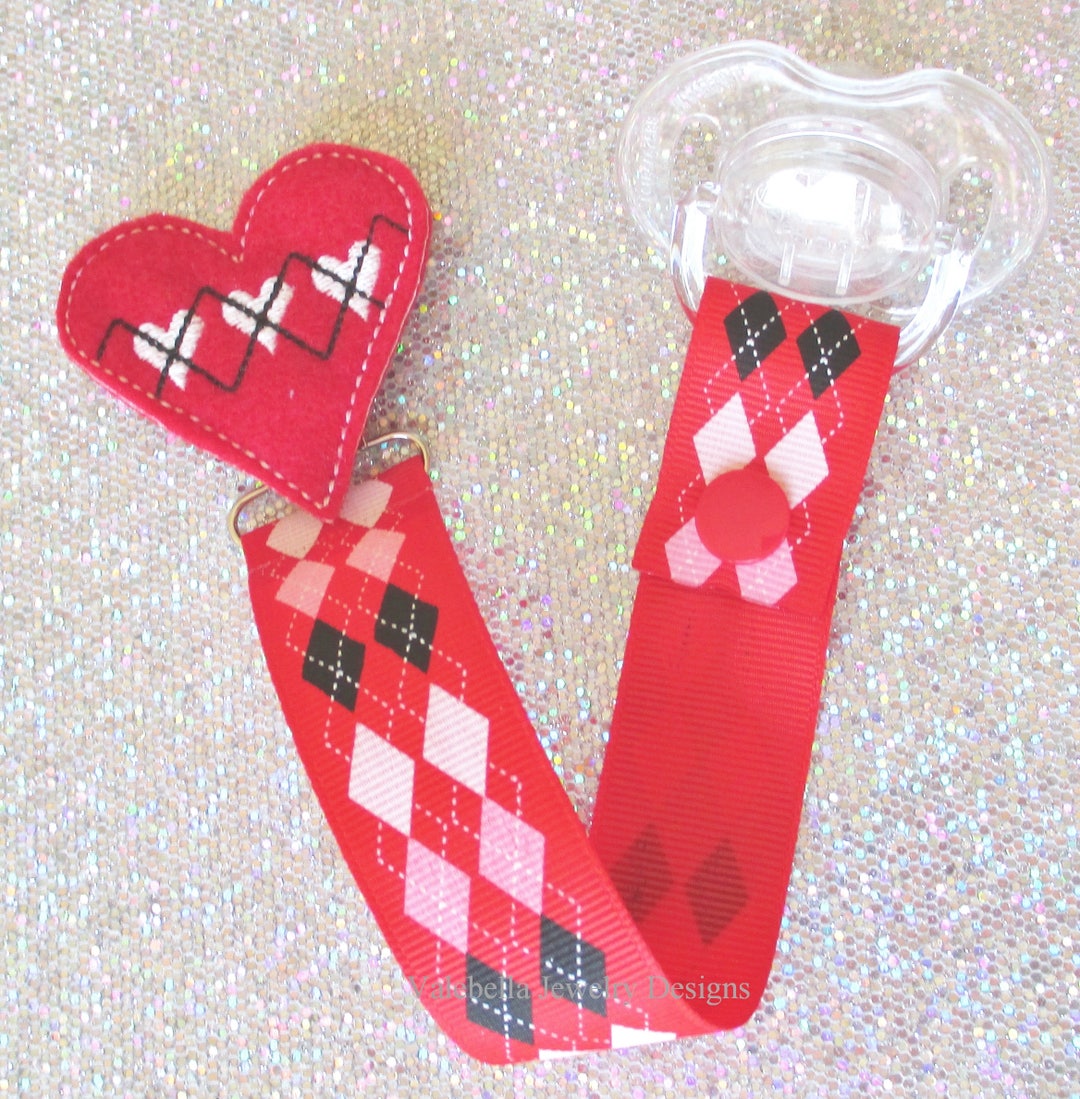 Pacifier Clip, Baby Valentine Gift, Red Heart Paci, Heart Soother, Nook ...