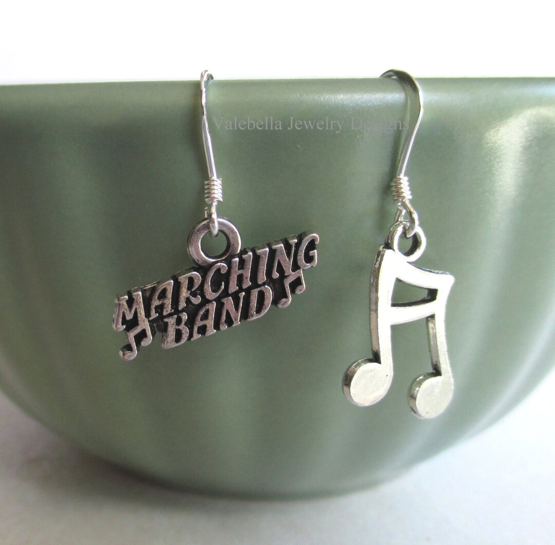 Earrings, Marching Band, Sterling Silver, Music Note, Dangle Earrings ...