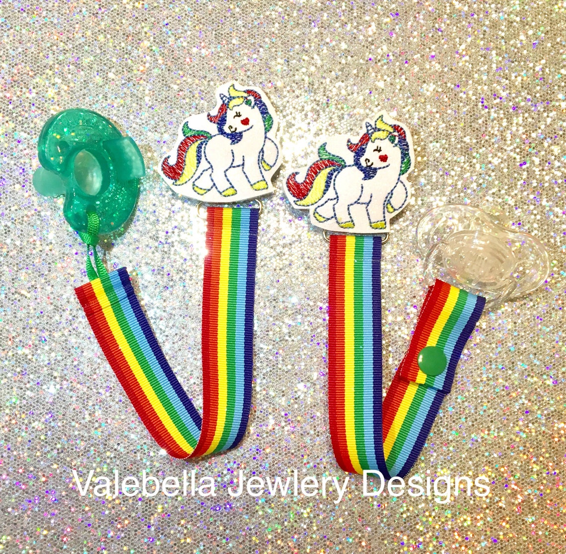Pacifier Clip Rainbow Unicorn Pacifier Clip Paci - Etsy