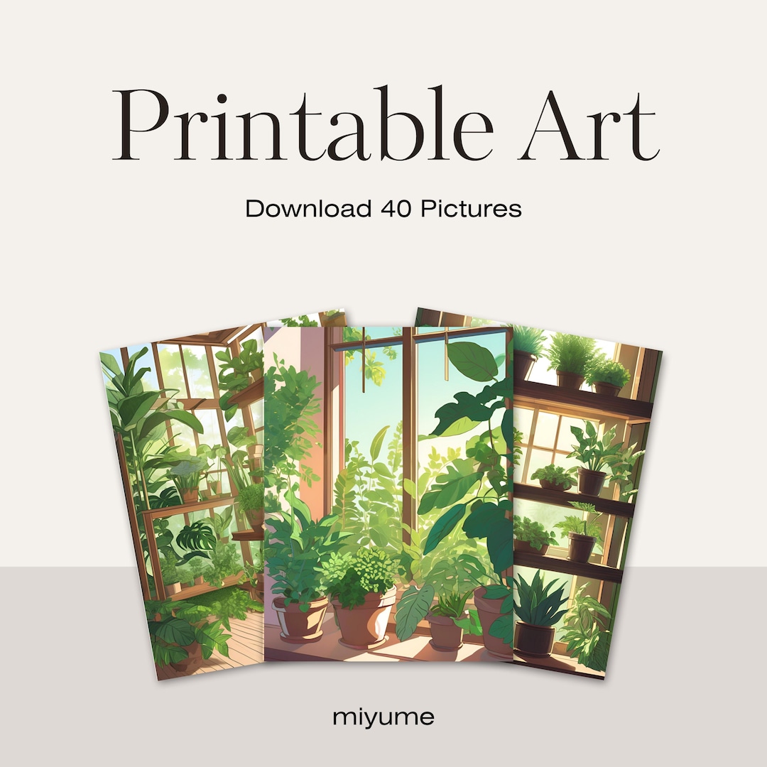 Studio Ghibli Inspired Art Prints, Plant Art, Set of 40 Artwork, Anime ...