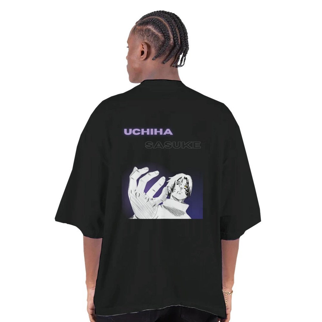 Uchiha Sasuke Men's Oversized Drop-shoulder Crewneck T-shirt Shaka Wear ...