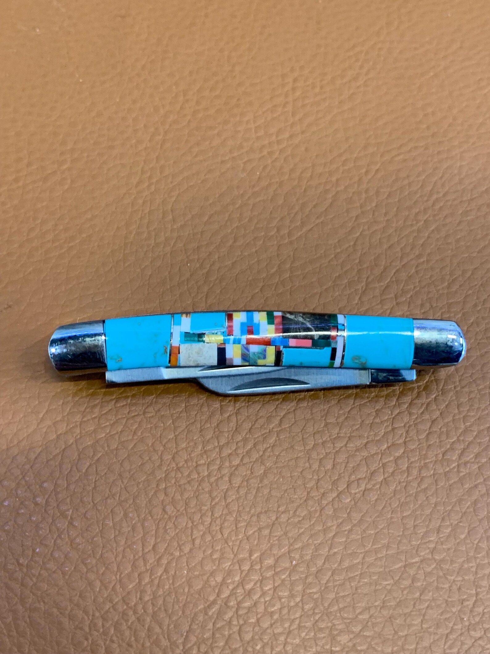 Small Handmade Turquoise Inlay Pocket Knife With 3 Blade - Etsy