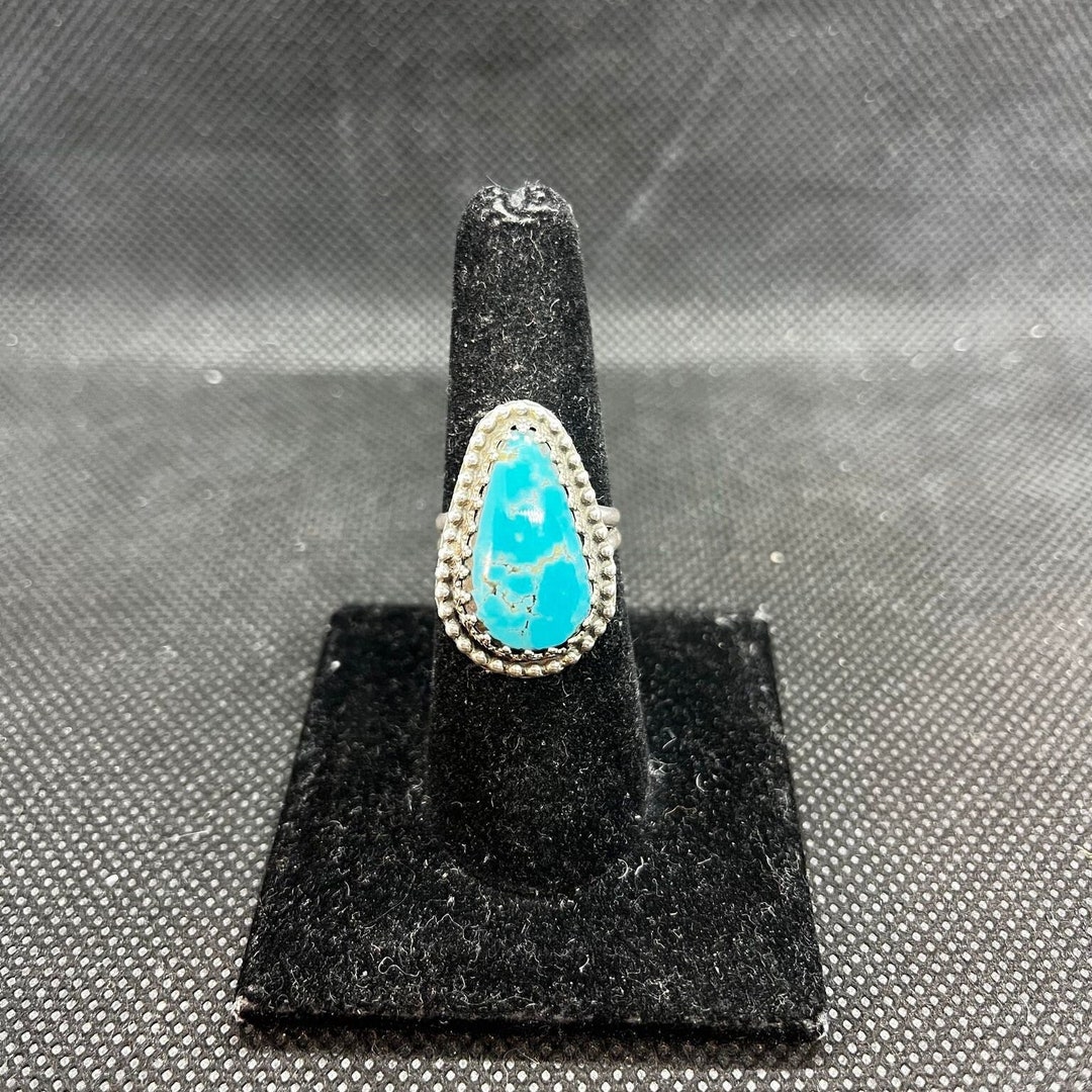 Southwestern Kingsman Turquoise Sterling Silver Ring Size 6.5US - Etsy