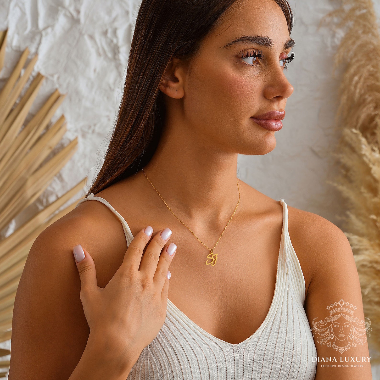 Double Initials Necklace, Two Letters Necklace, Couple Initials ...