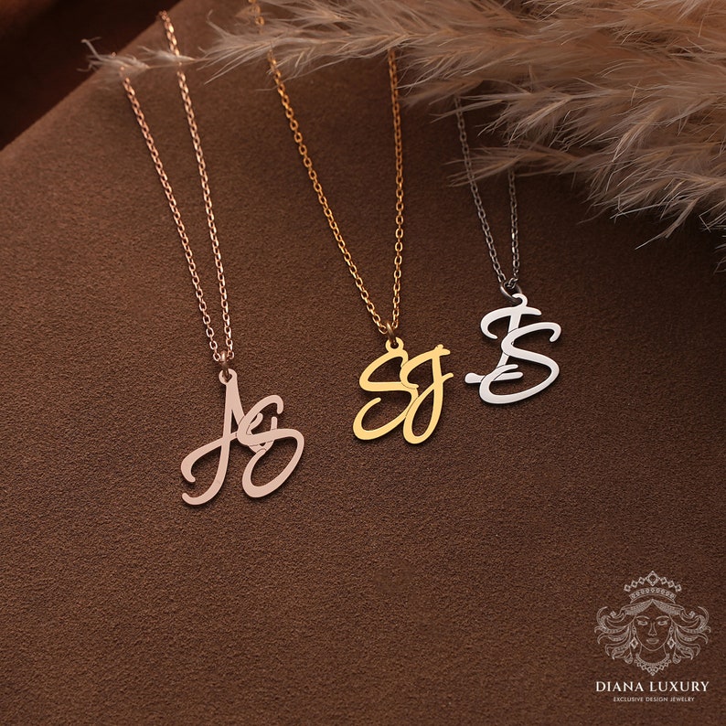 Double Initials Necklace, Two Letters Necklace, Couple Initials ...