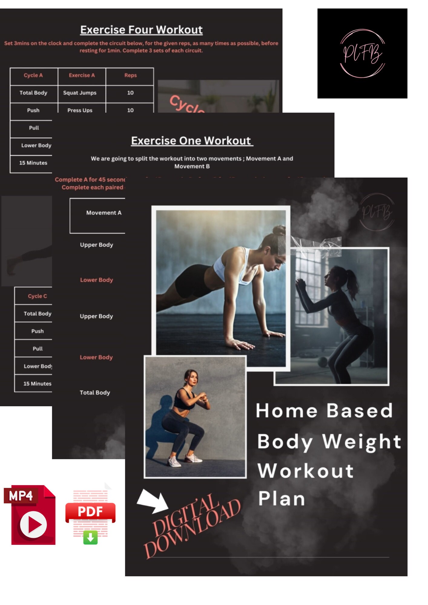 Women's Workout Fitness Plan Challenge MP4 Video and Printable Digital ...