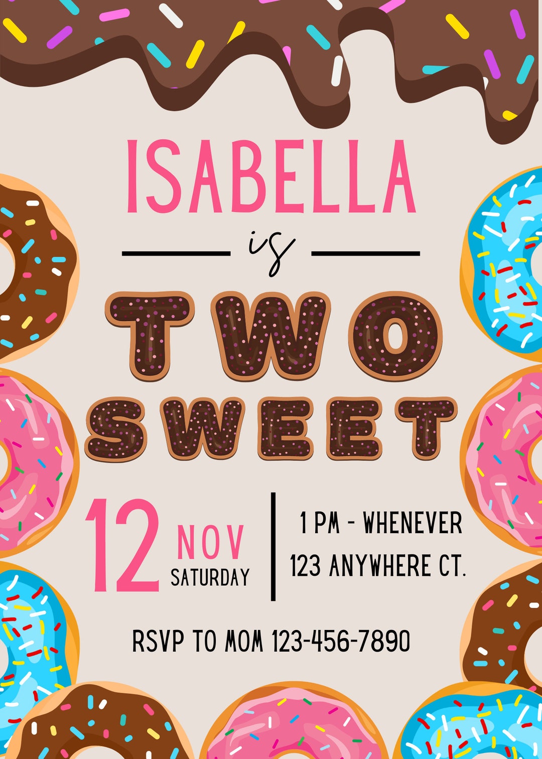 Two Sweet Birthday Invitation SVG - Etsy