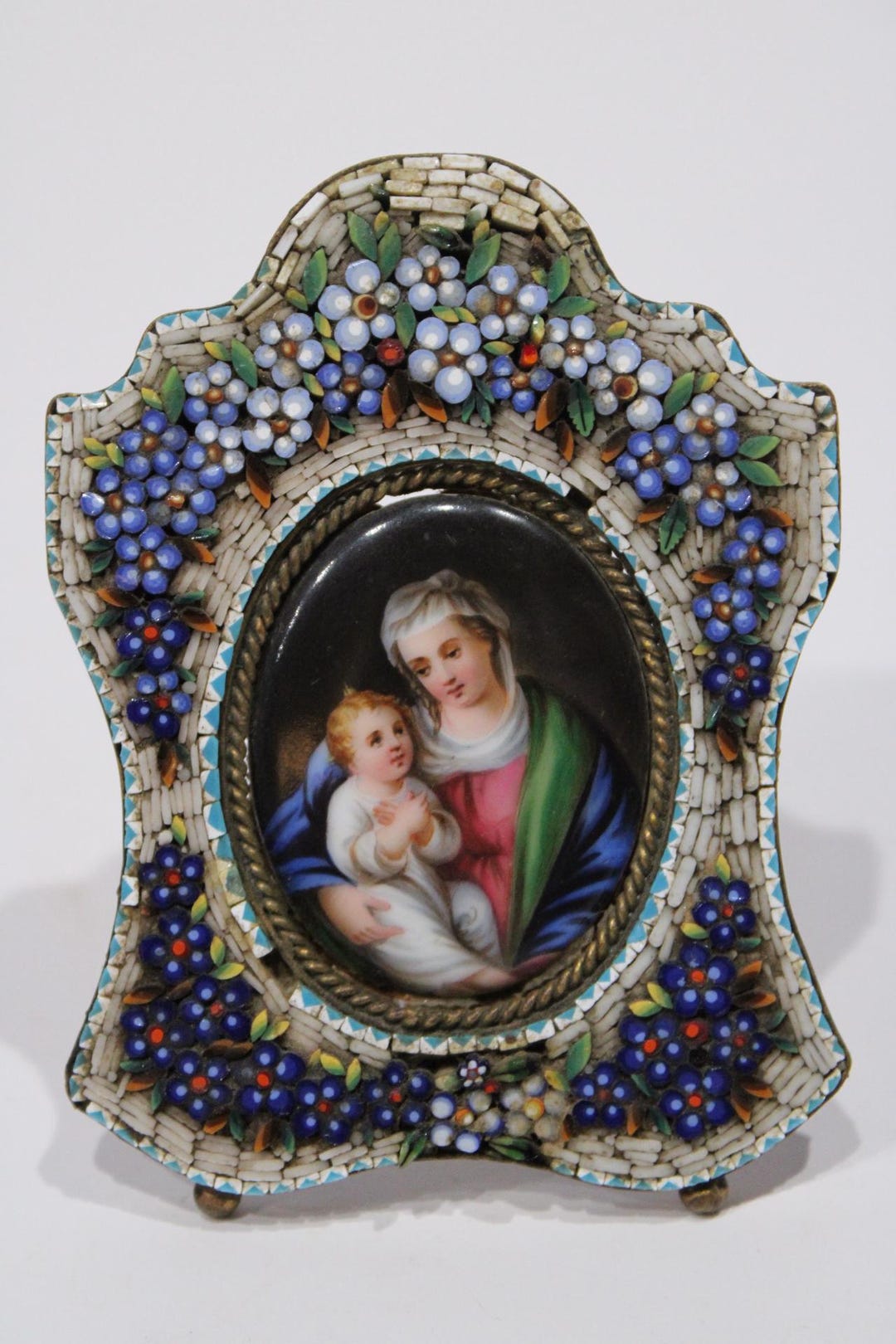 Micro Mosaic Picture Frame of Madonna & Child Antique - Etsy