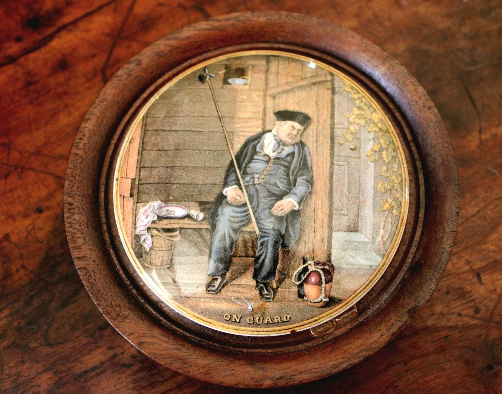 Prattware Framed Pot Lid "on Guard" Antique 1800s - Etsy
