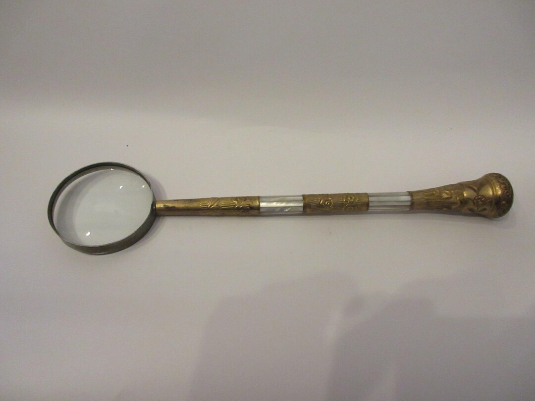 Antique Magnifying Glass Late 1800s Ornate Repousse Mother of Pearl ...