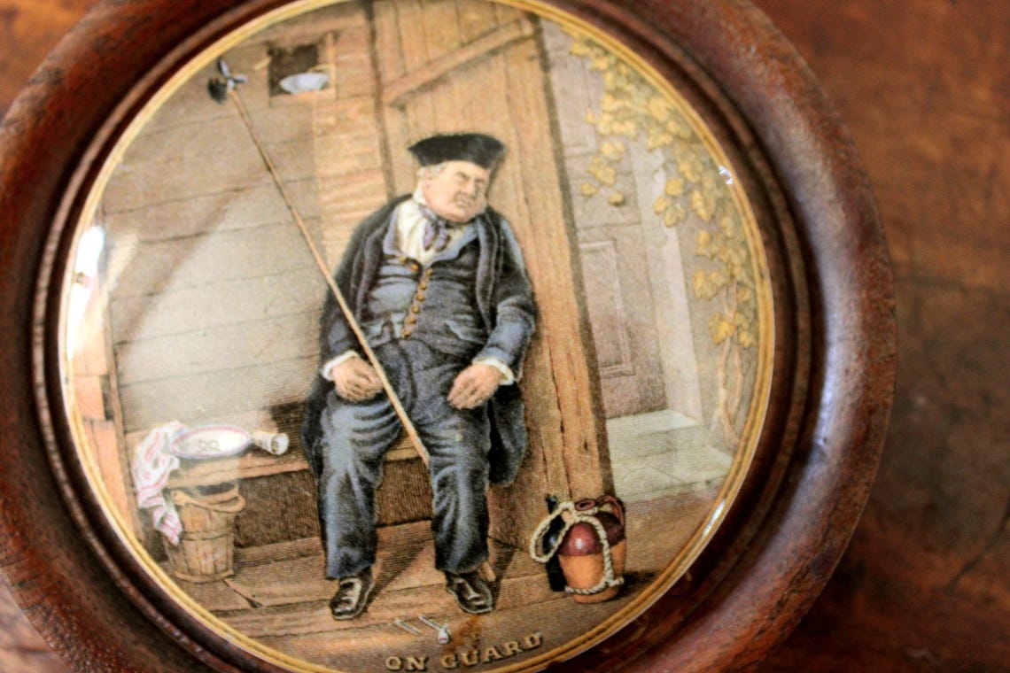 Prattware Framed Pot Lid "on Guard" Antique 1800s - Etsy