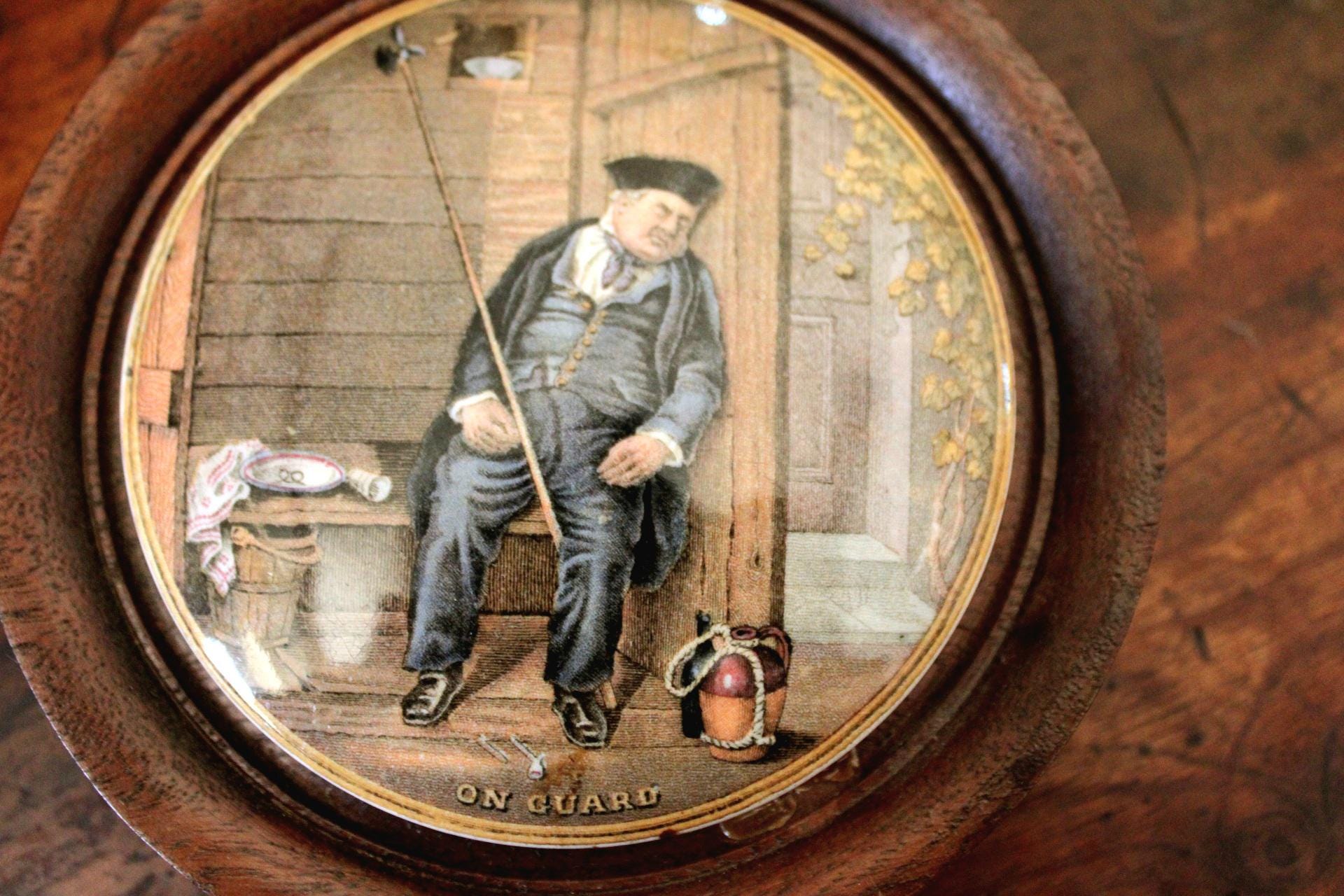 Prattware Framed Pot Lid "on Guard" Antique 1800s - Etsy