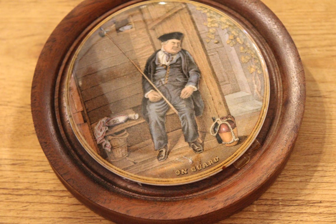 Prattware Framed Pot Lid "on Guard" Antique 1800s - Etsy