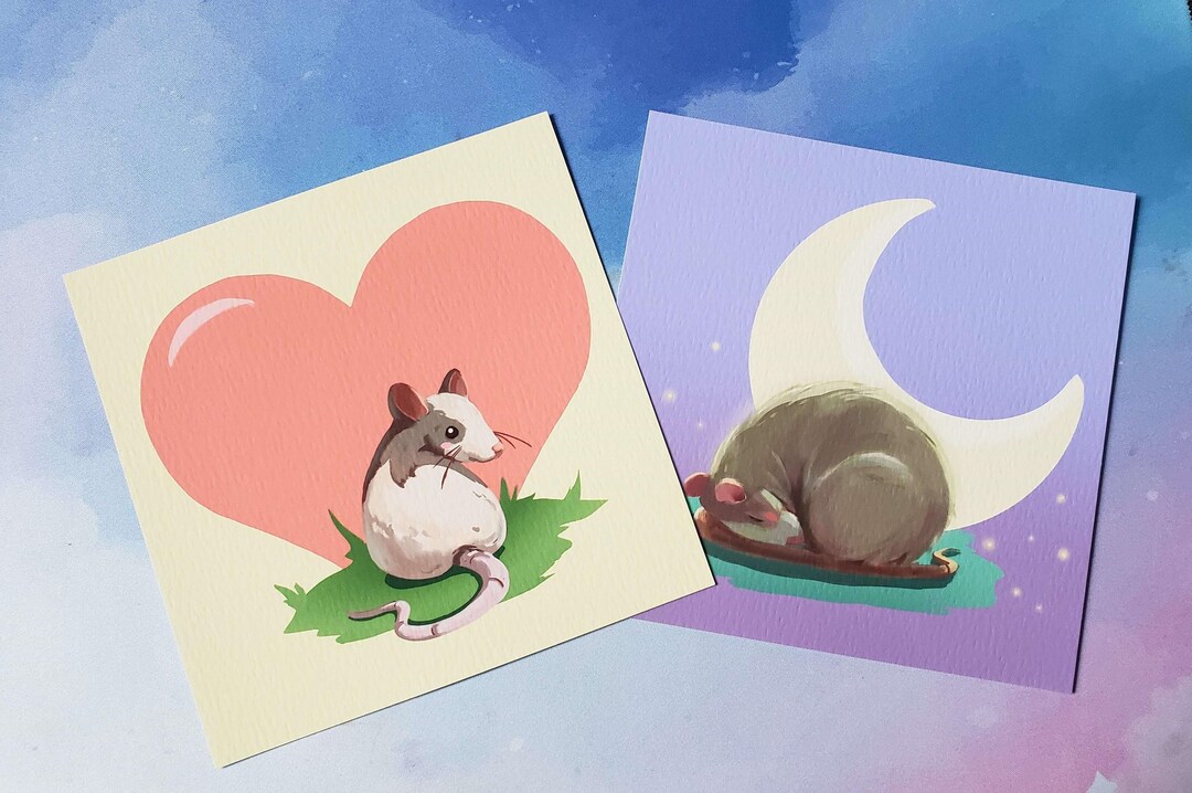 Mini Prints | Heart Rat Day and Night Set - Etsy