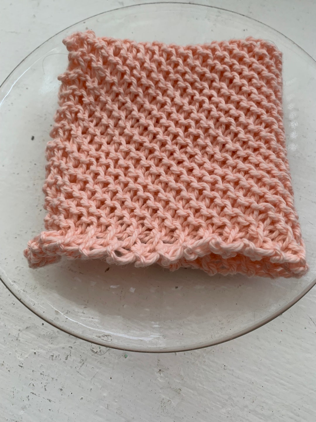 Light Pink Knitted Cotton Dishcloth/washcloth - Etsy
