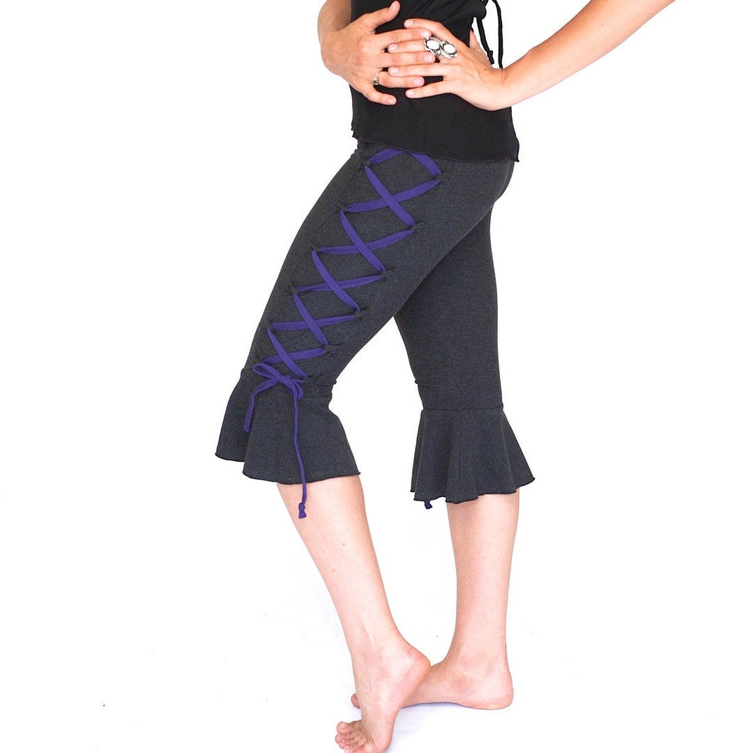 Ruffle Capri Yoga Pants, Corset Lacing, Festival Dancewear - Etsy