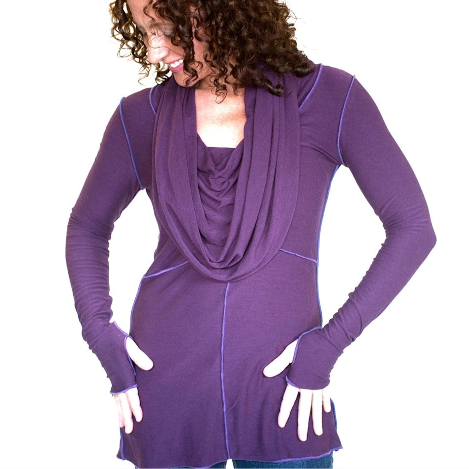 Womens Tunic Top Hood Cowl Yoga Top PANDORA TUNIC | Etsy