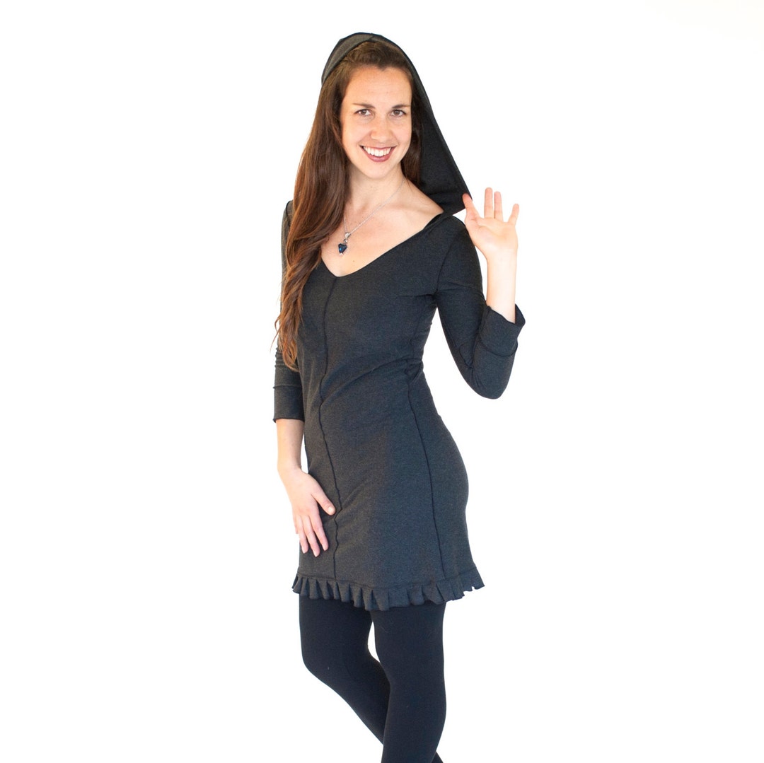 Sexy Hooded Tunic, Ruffled Mini Dress - HOODED FLAUNT TUNIC Dress ...
