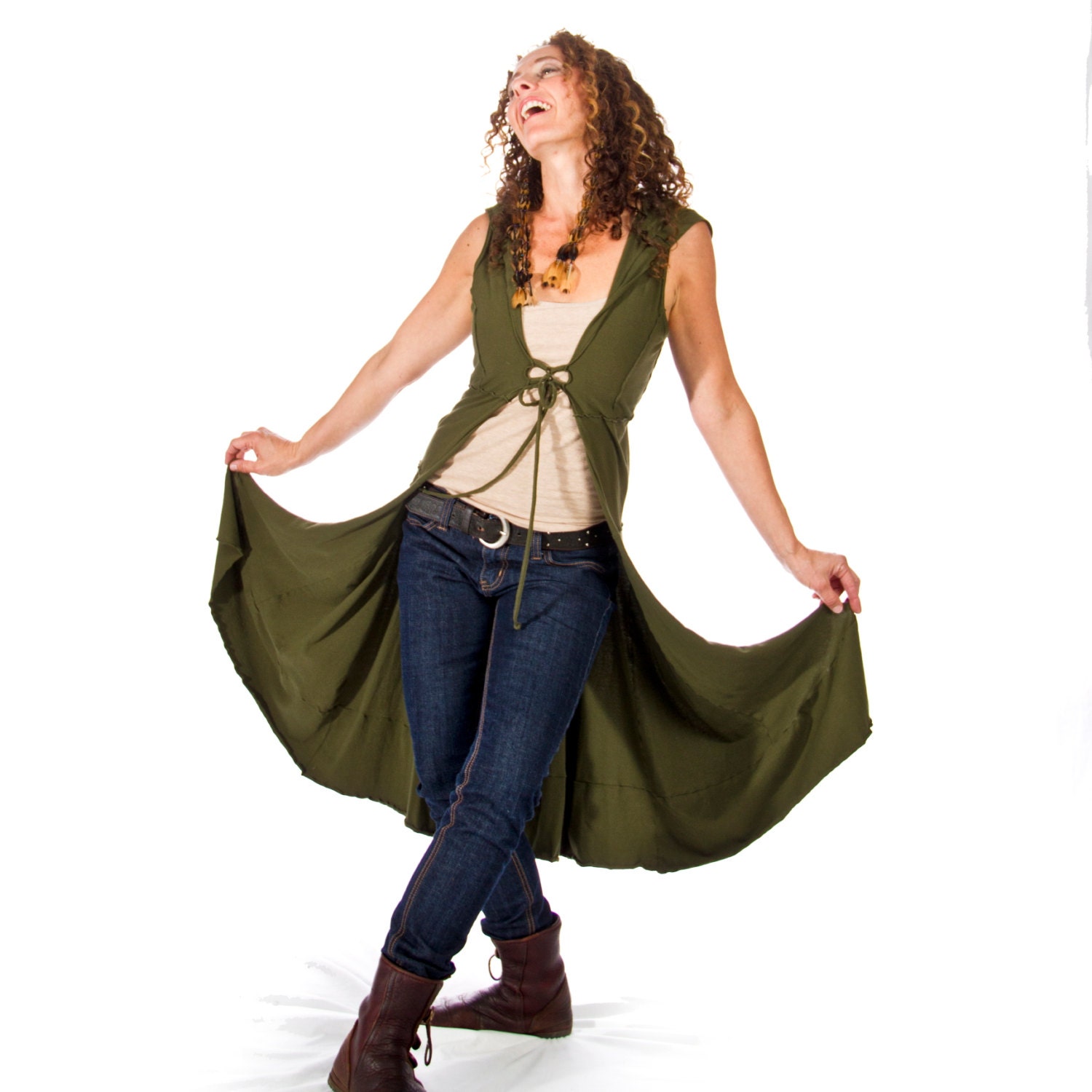 Long Corset Front Vest/jacket With Hood JEDI VEST Dance Wear ...