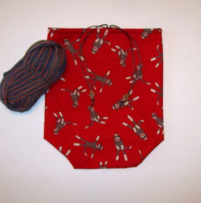 Sock Monkeys Funky Monkeys Sock Knitting Project Bag / Sewing - Etsy