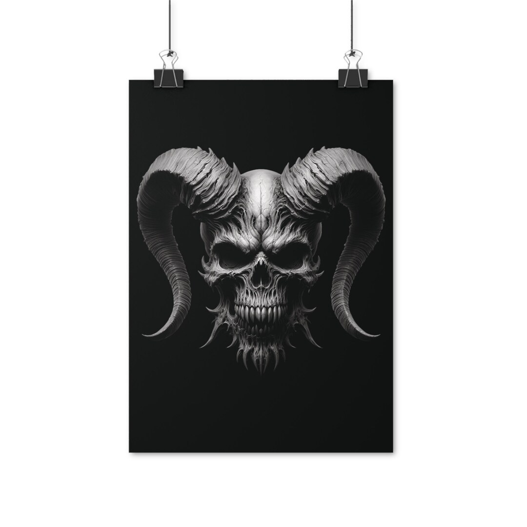 Demonic Poster, Skull With Horns, Gothic Poster, Heavy Metal ...