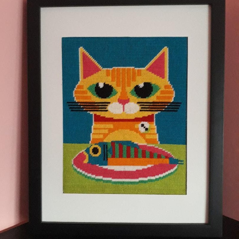 Cat Needlepoint - Etsy