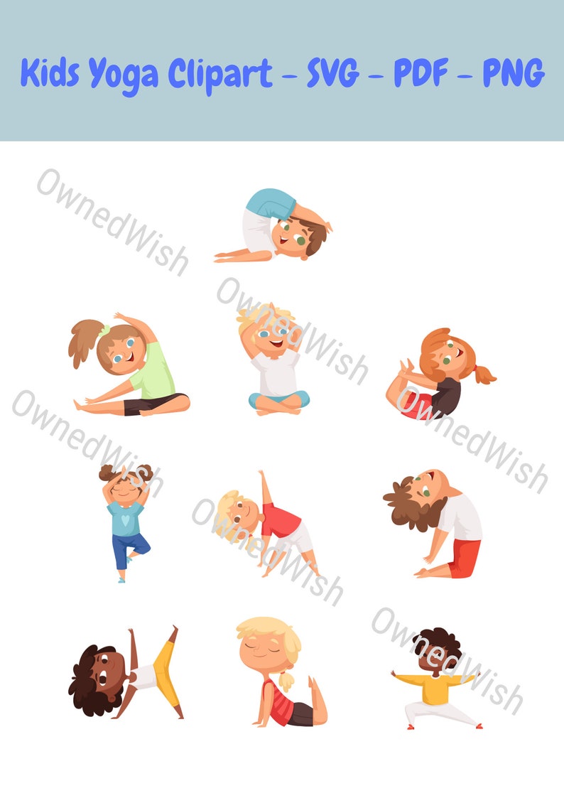 Cartoon Kids Doing Yoga, Cute Little Children Doing Gymnastic, Sport ...