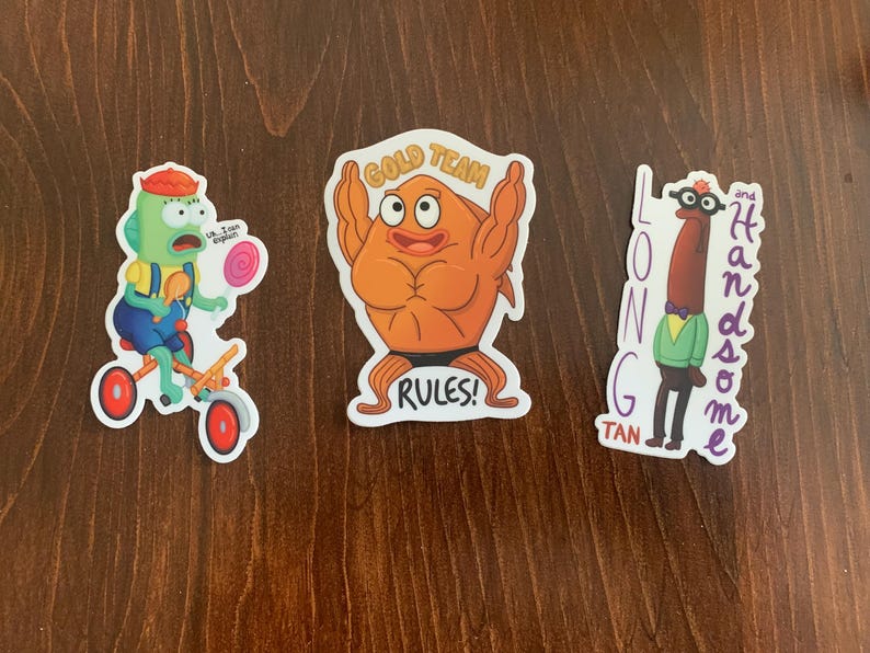 Spongebob Background Fish Fan Art Stickers - 3-pack - Etsy