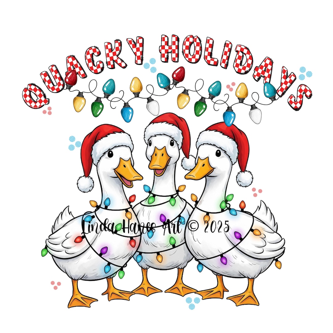Quacky Holidays Duck PNG: Christmas Lights, Santa Hats Silly Goose ...