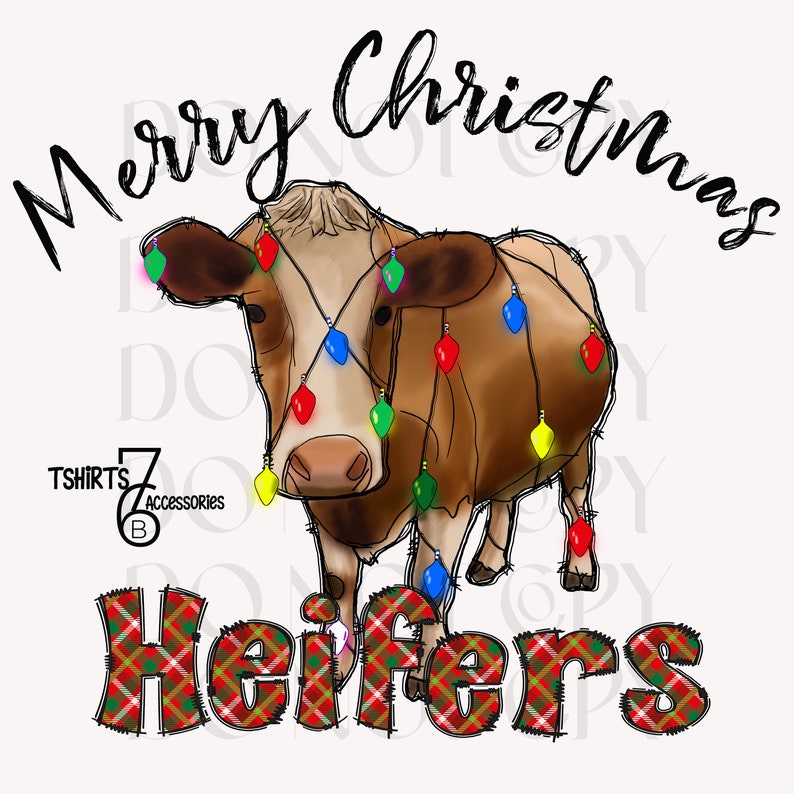 Merry Christmas Heifer Cow PNG SVG, Farmhouse Sublimation (digital ...