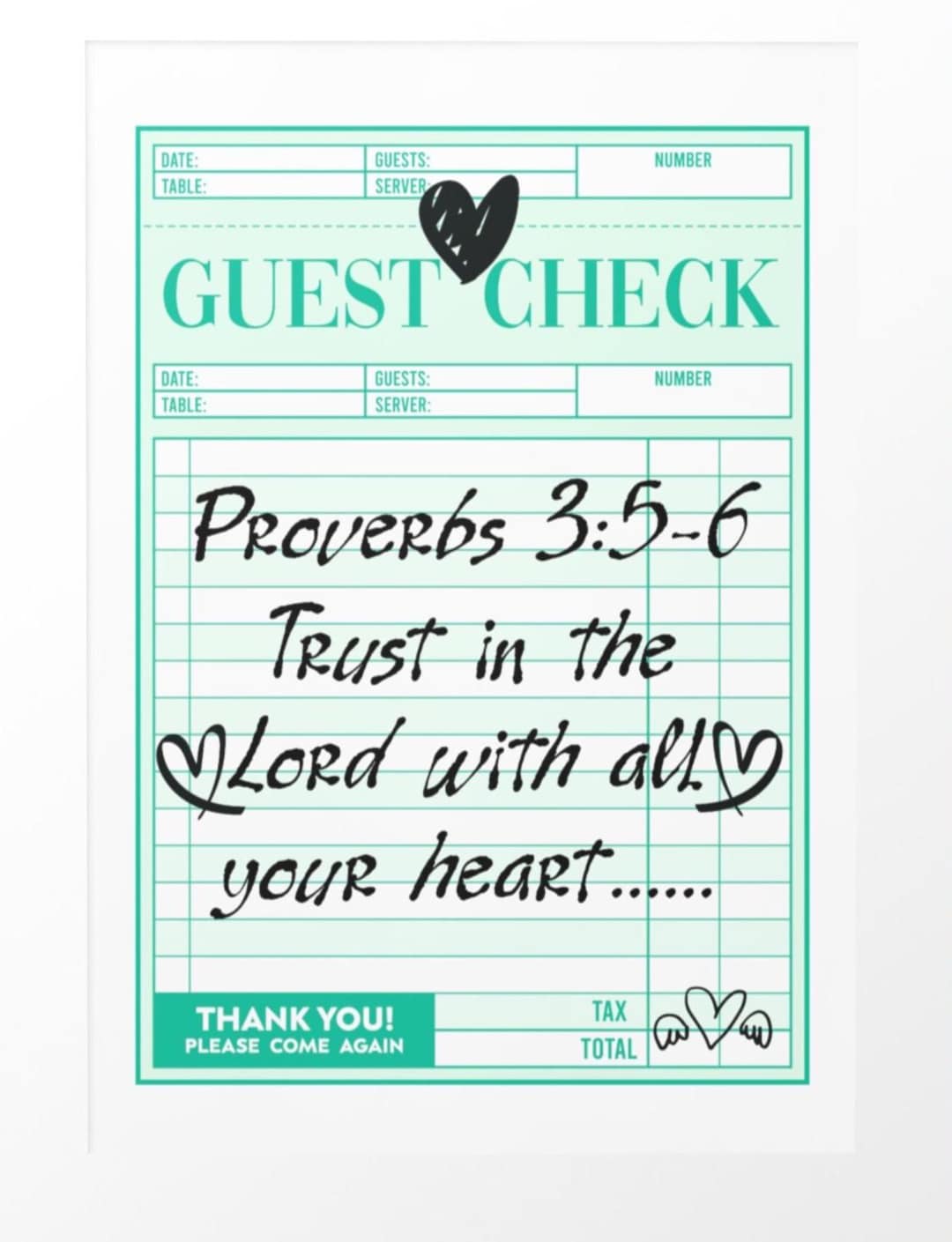 Proverbs 3:5-6 Guest Check PNG, Christian Bible Verse (digital Download ...