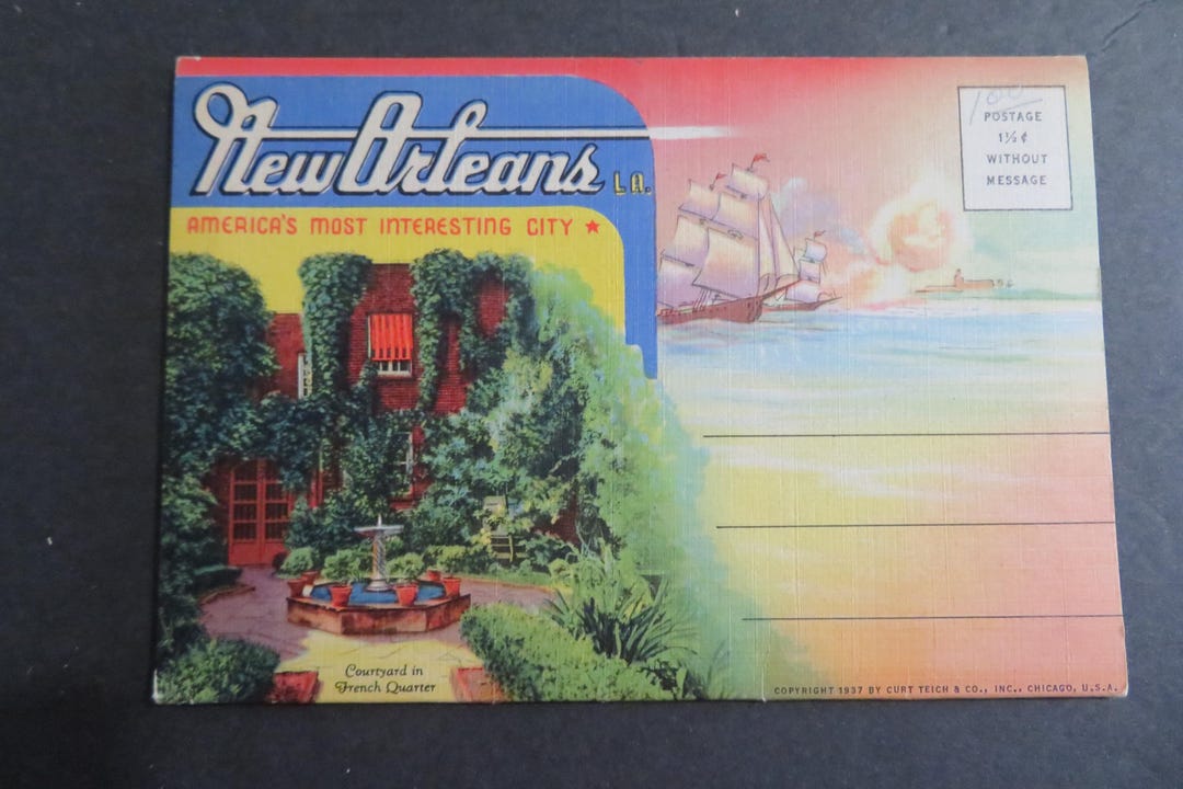 New Orleans, Louisiana (1940s) Folder Souvenir Vintage Postcard - Etsy