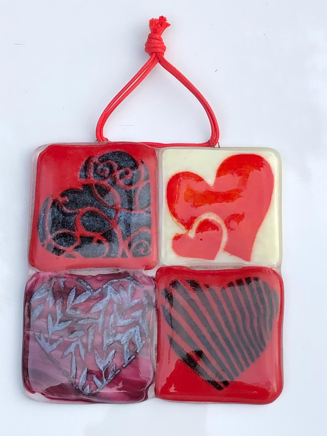 Hearts Wall Art Funky Fused Glass - Etsy
