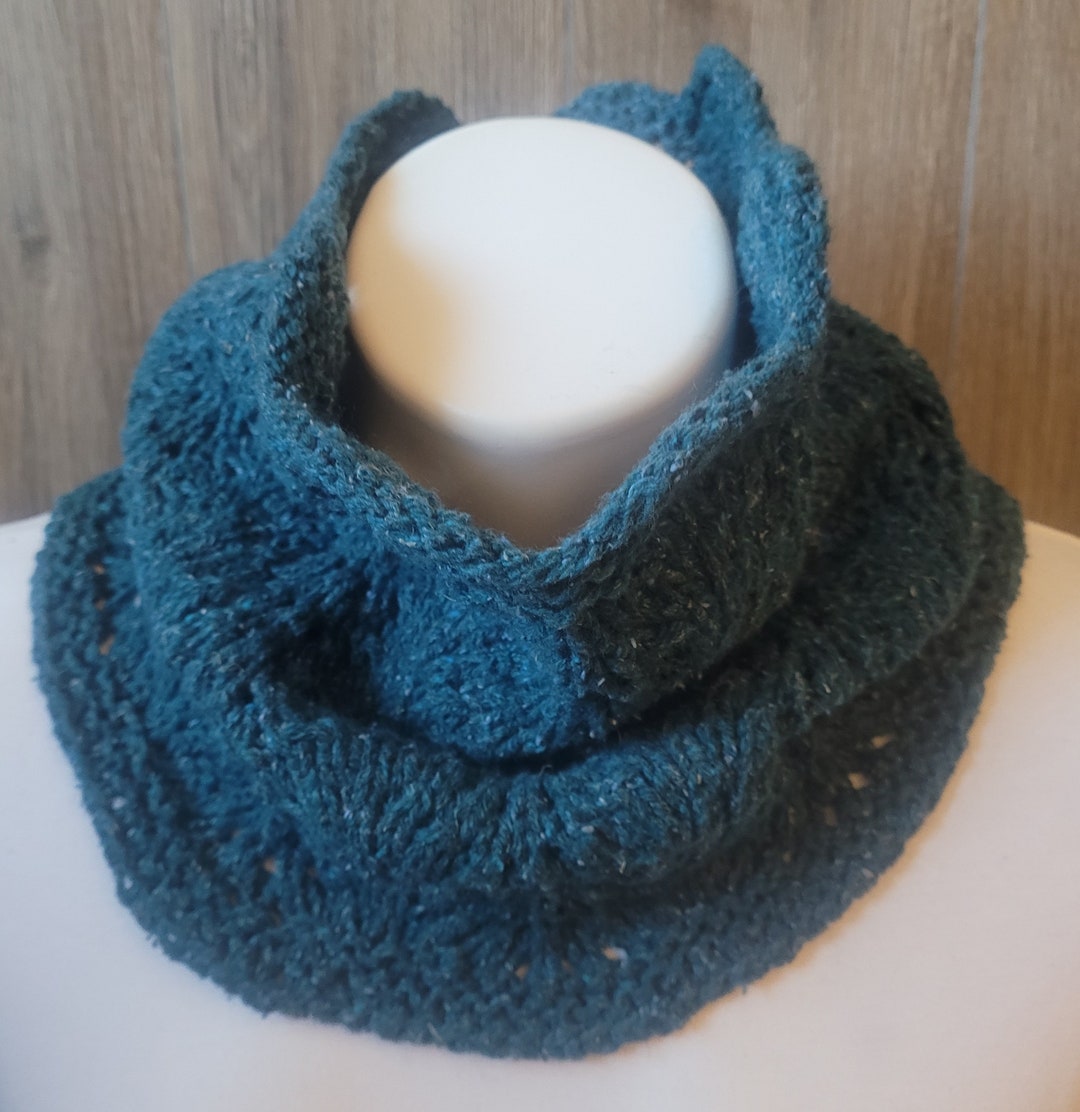 Knitted Cowl Scarf, Neck Cowl Scarf, Hand Knitted Neck Warmer, Green ...