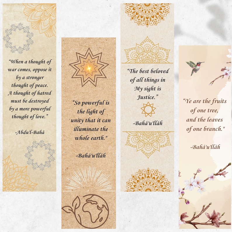 Printable Bahai Inspirational Bookmarks, Bahai Quote Bookmarks, Instant ...