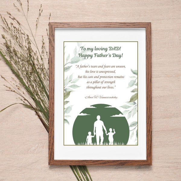 Father's Day Printable Art, Happy Father's Day, Printable Gift for Dad ...