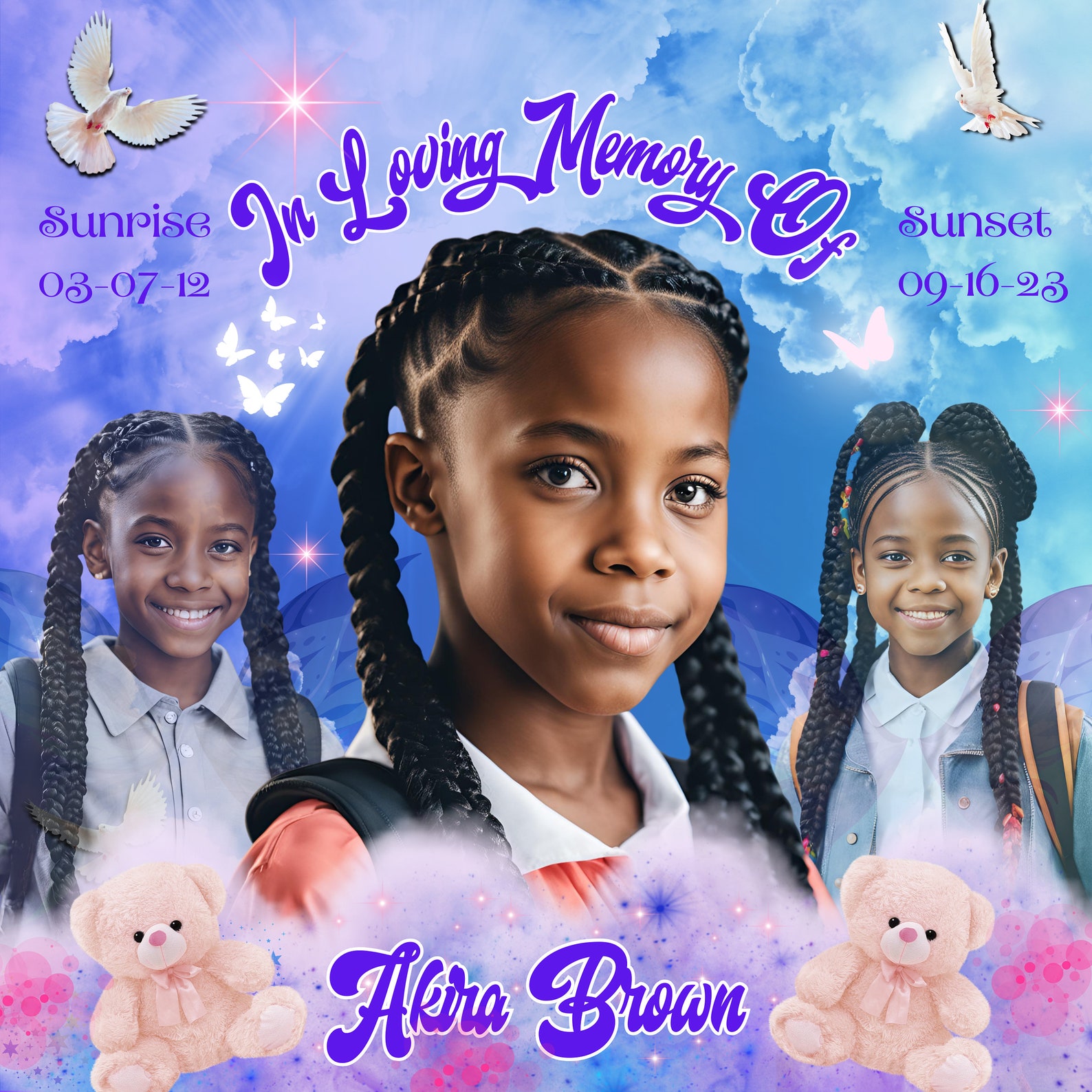 Purple and Blue Memorial Design, PNG T-shirt Design, Rest in Peace, in ...