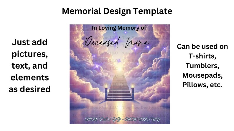 Editable Purple Heaven Memorial Template, Canva Editable, T-shirt ...