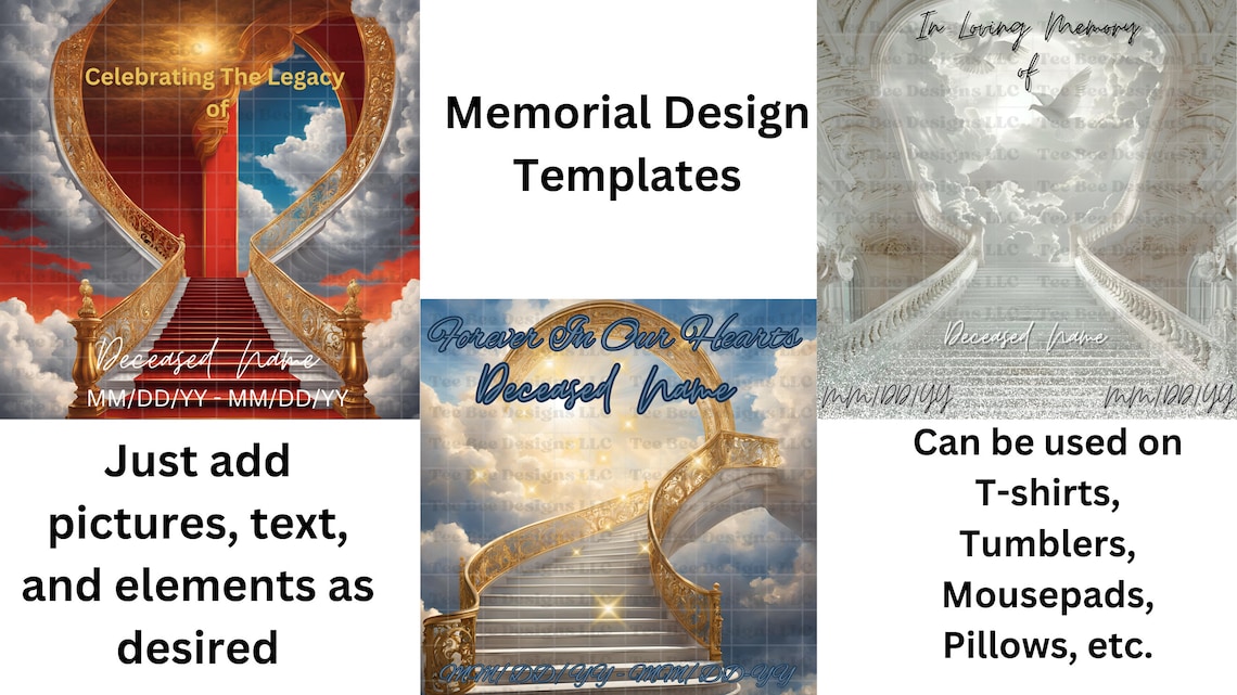 Editable Stairway to Heaven Memorial Templates, Canva Editable, T-shirt ...