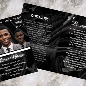 17 X 11 (8 Pages) Editable Obituary Template Using Canva, Funeral ...