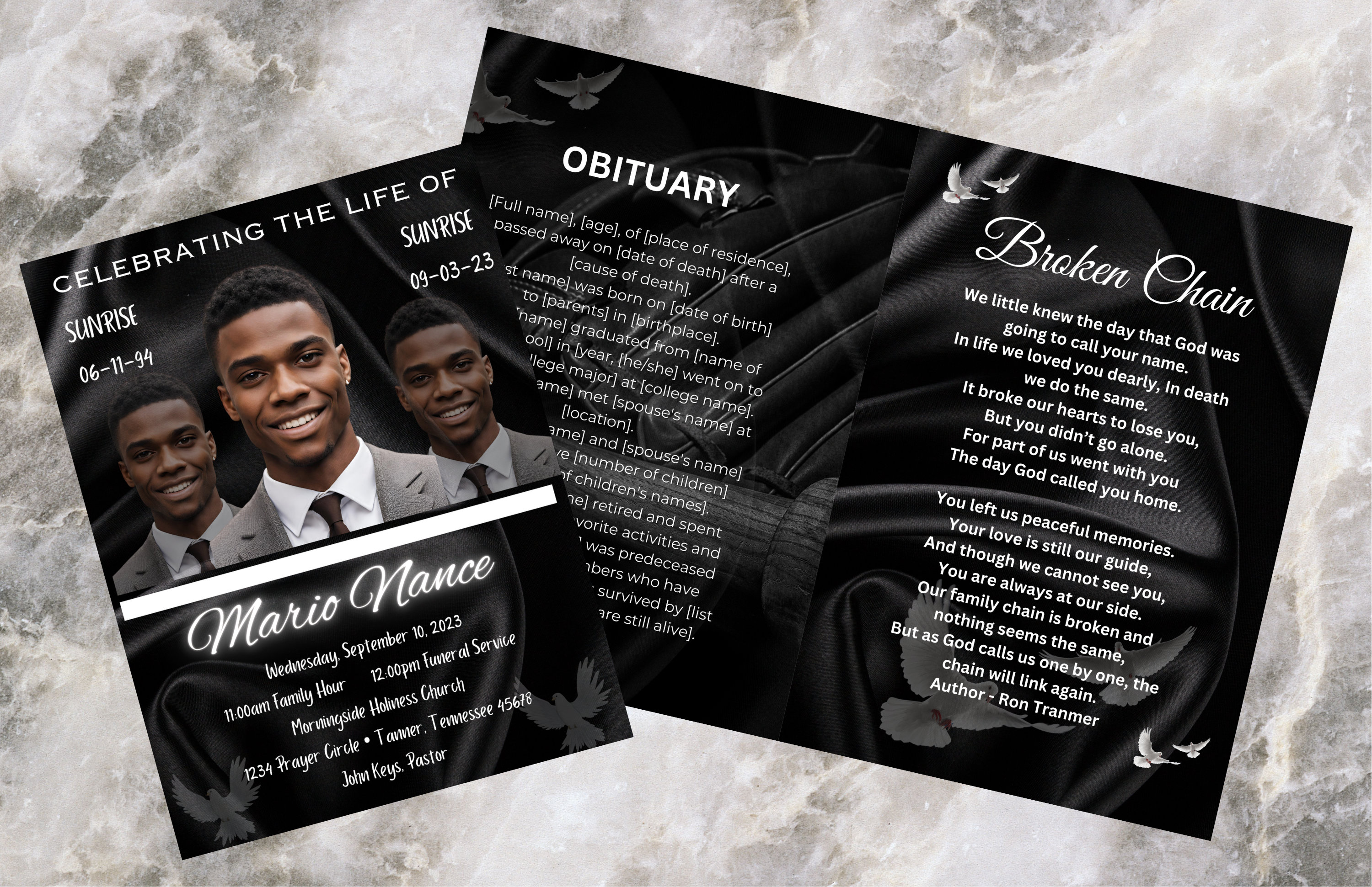 17 X 11 (8 Pages) Editable Obituary Template Using Canva, Funeral ...