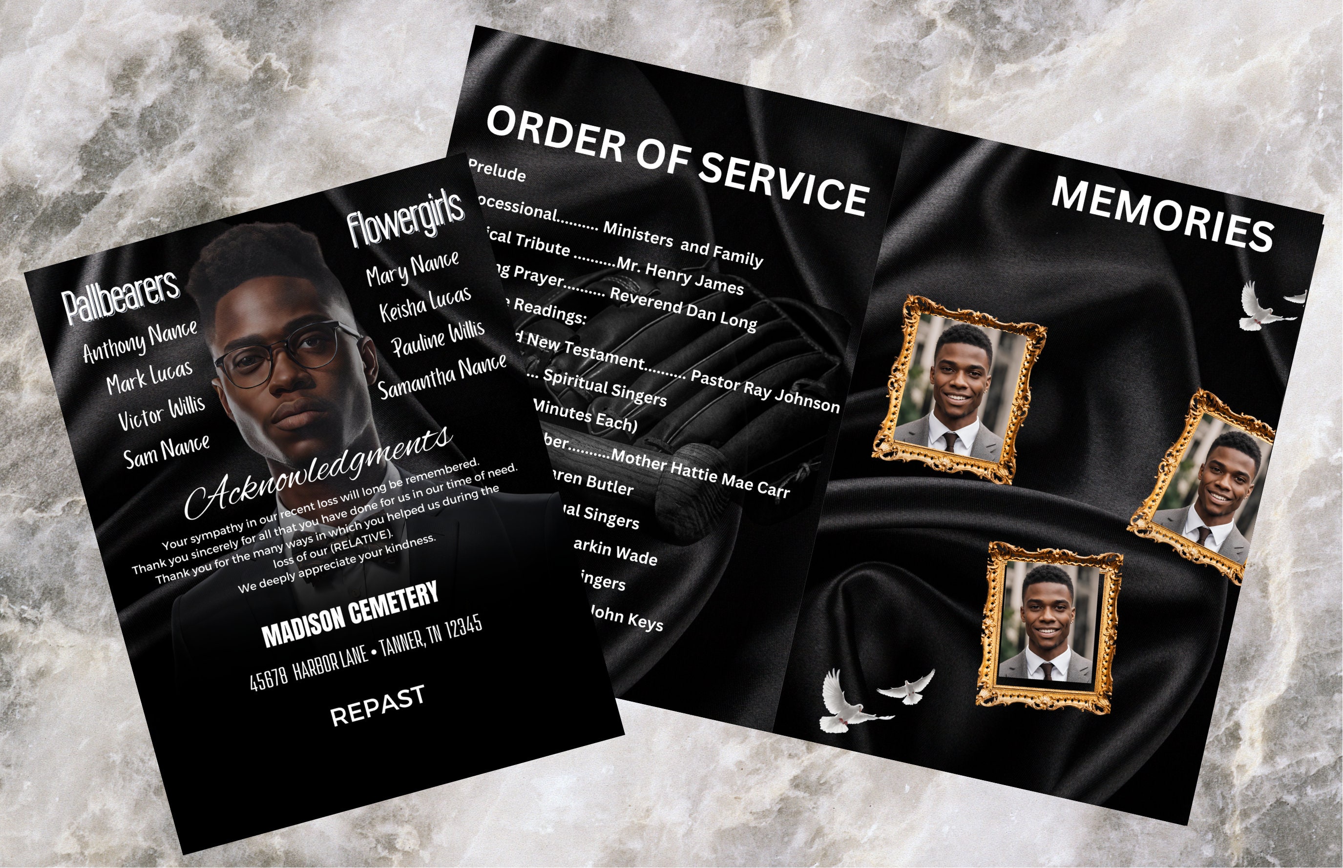 17 X 11 (8 Pages) Editable Obituary Template Using Canva, Funeral ...