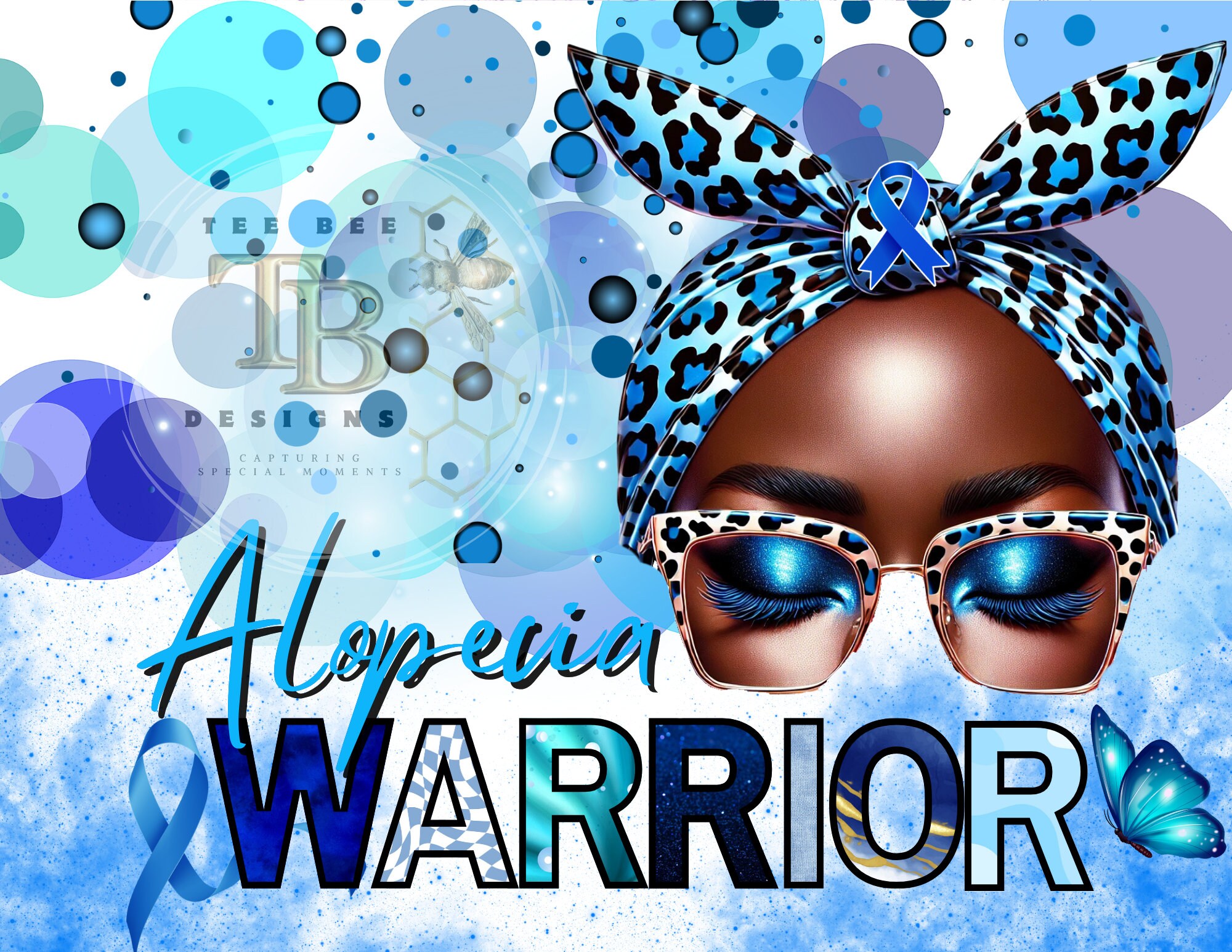 Blue Alopecia Awareness Design, PNG T-shirt Design, Alopecia Warrior ...